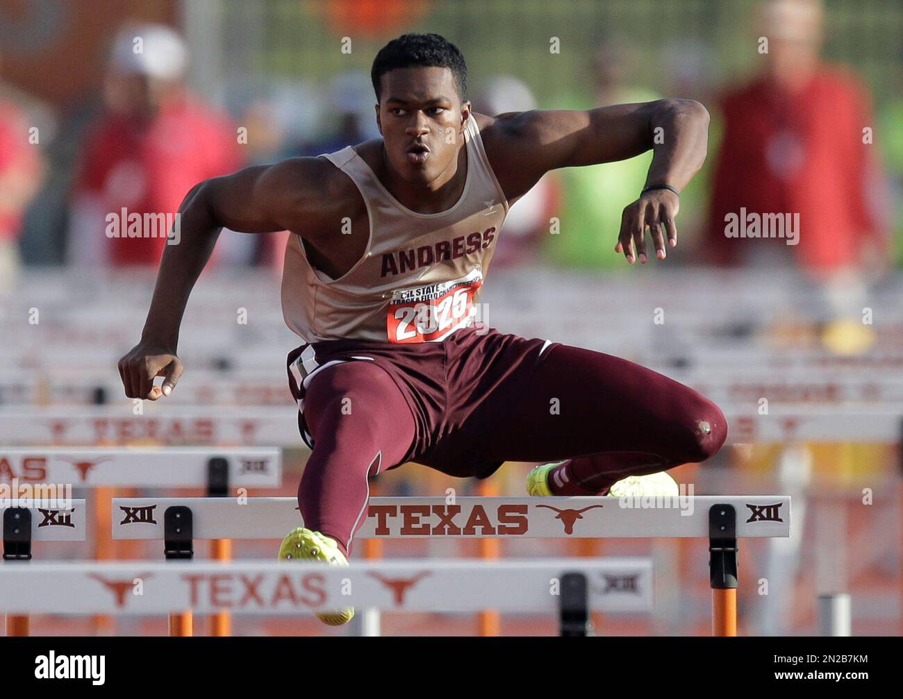 El Paso Andress' Elden Coleman competes in the Conference 5A boys' 110 ...