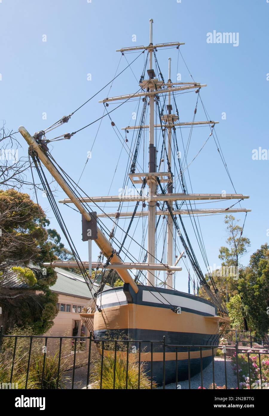 Replica of the historic explorers' vessel the 'Lady Nelson' at Mount ...