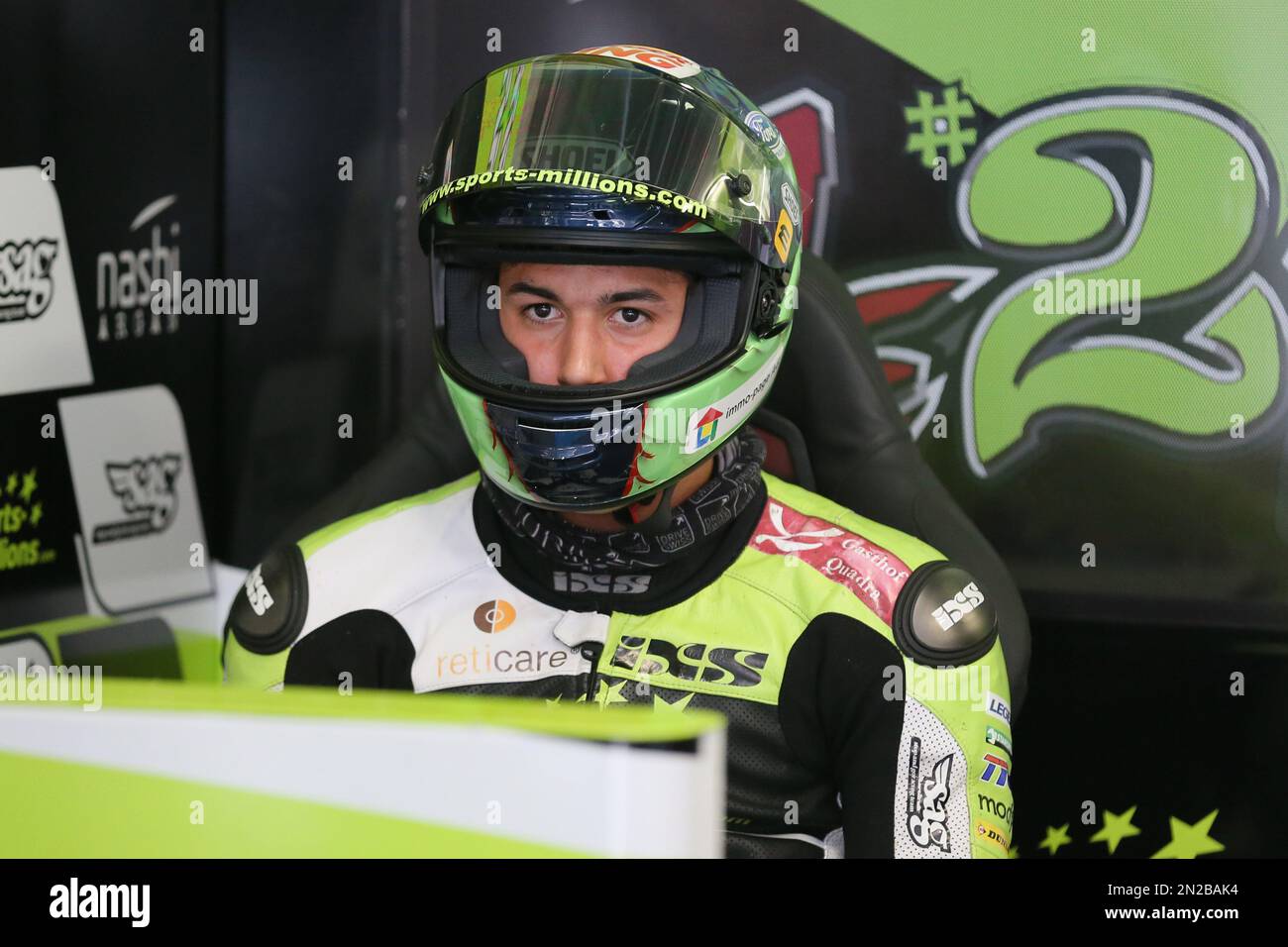 Swiss Moto 2 rider Jesko Raffin looks on during the free practice ...