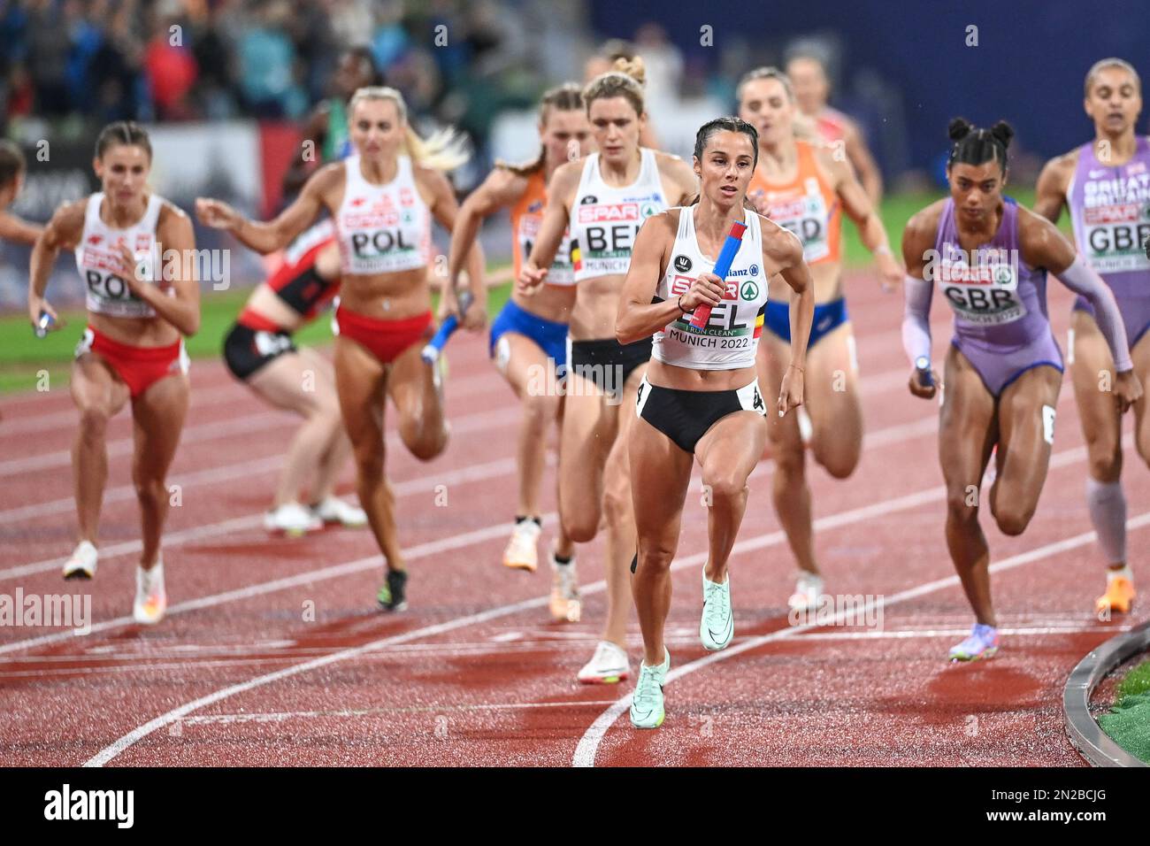 Camille Laus (Belgium). 4x400 relay race women. European Championships Munich 2022 Stock Photo ...