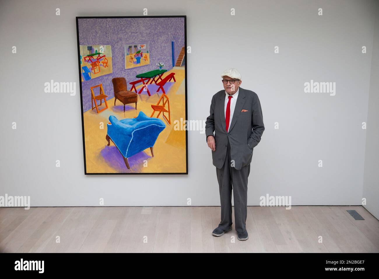 British artist David Hockney poses for photographers in front of his ...