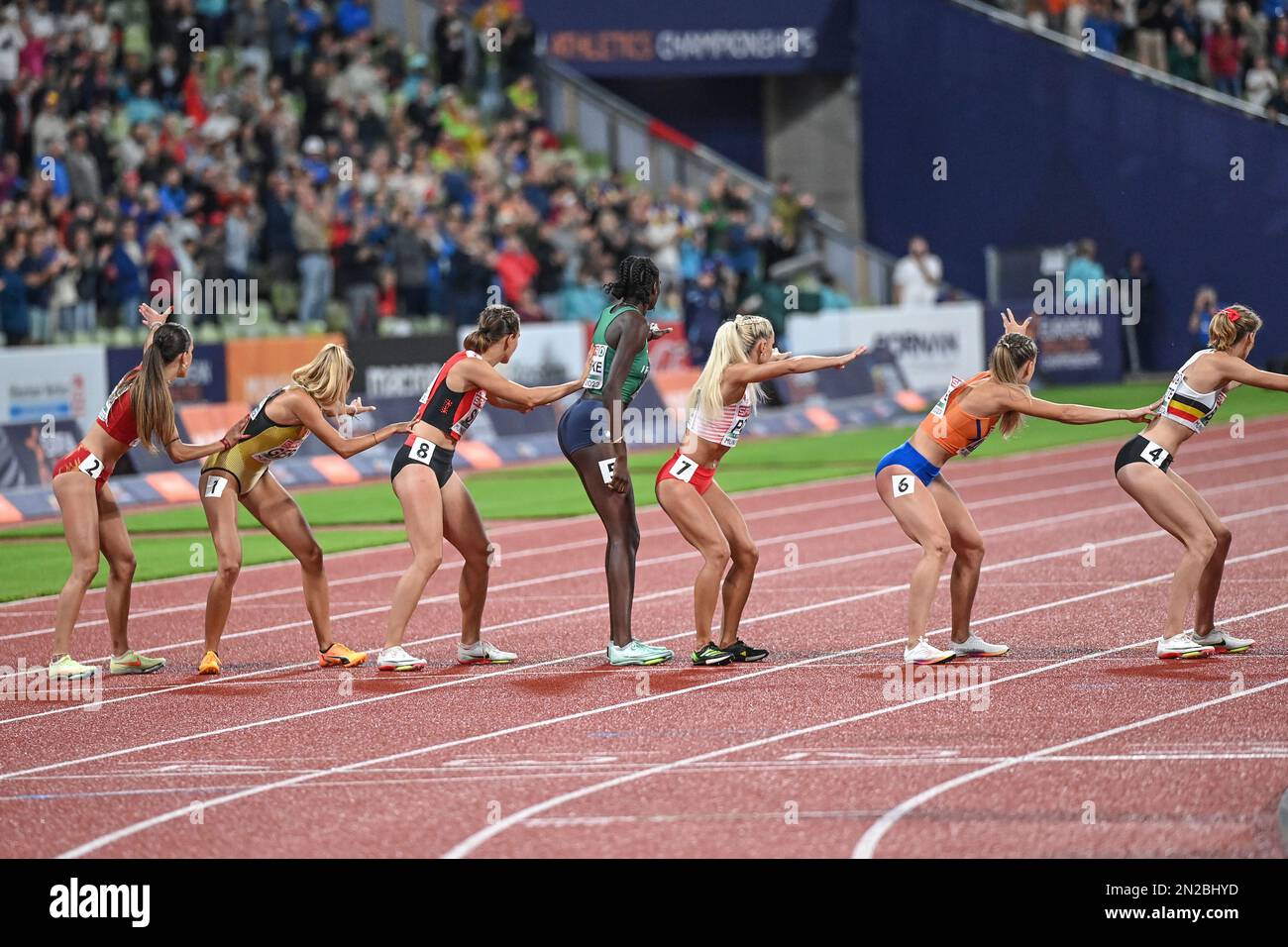 4x400 relay race women. European Championships Munich 2022 Stock Photo ...