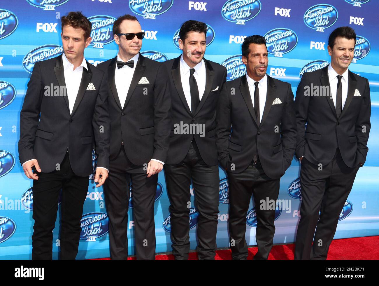 Joey McIntyre, from left, Donnie Wahlberg, Jonathan Knight, Danny Wood ...