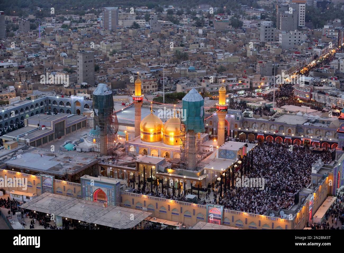 An aerial view of the holy Muslim Shiite shrine of Imam Moussa al-Kazim ...