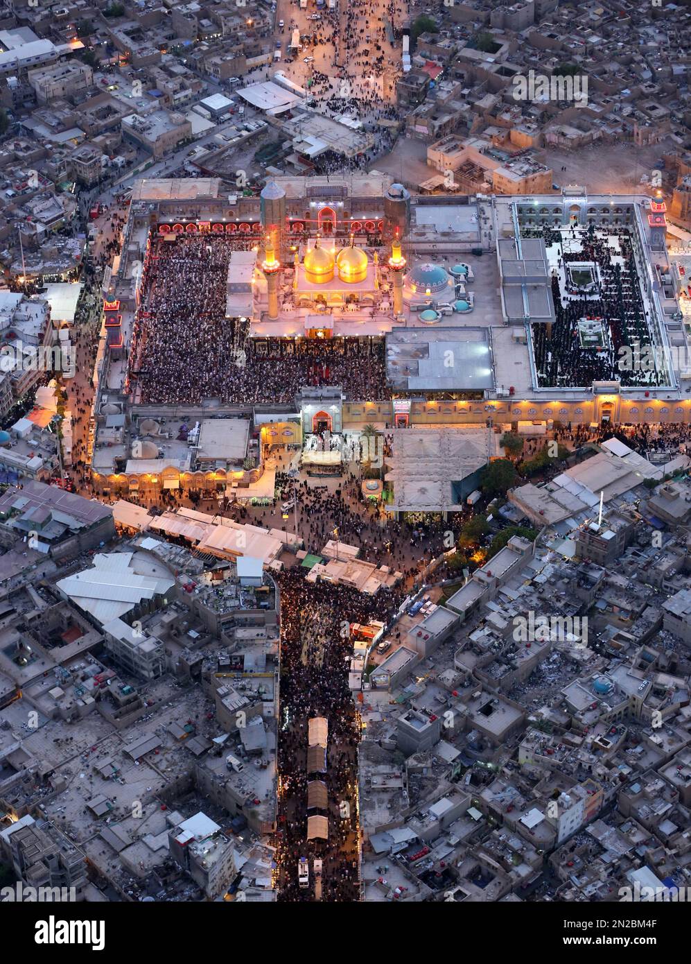 An aerial view of the holy Muslim Shiite shrine of Imam Moussa al-Kazim ...