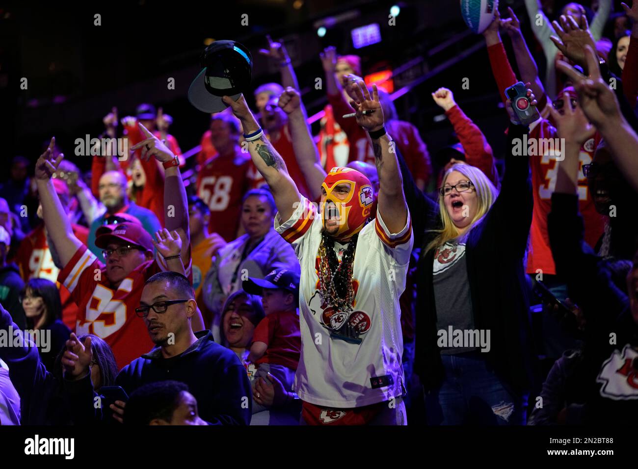 Kansas City Chiefs fans cheer during the NFL football Super Bowl 57 ...
