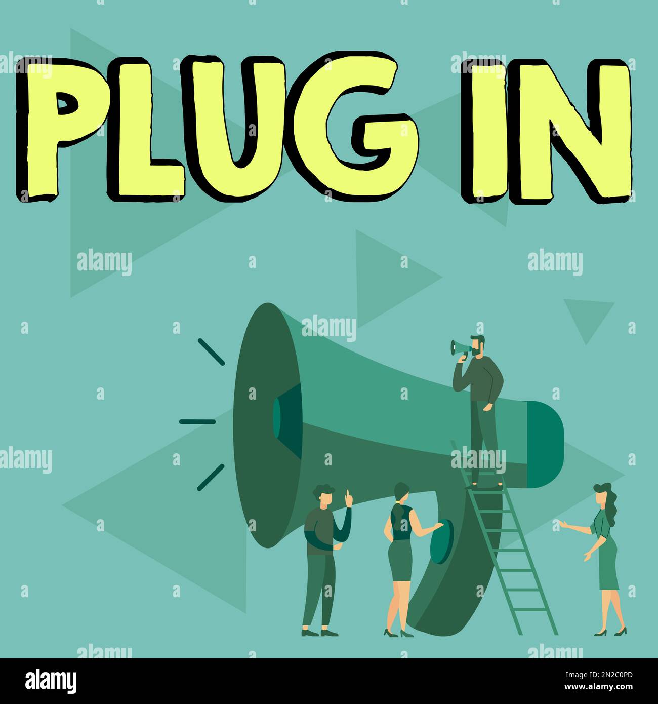 Text caption presenting Plug In. Business idea putting device into ...