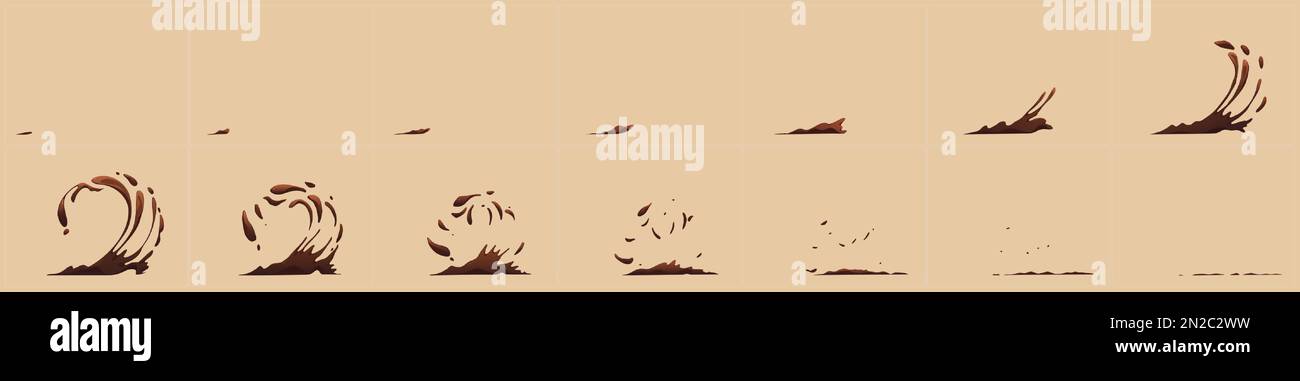 Coffee splash, hot chocolate or cocoa wave with swirl and drops ...