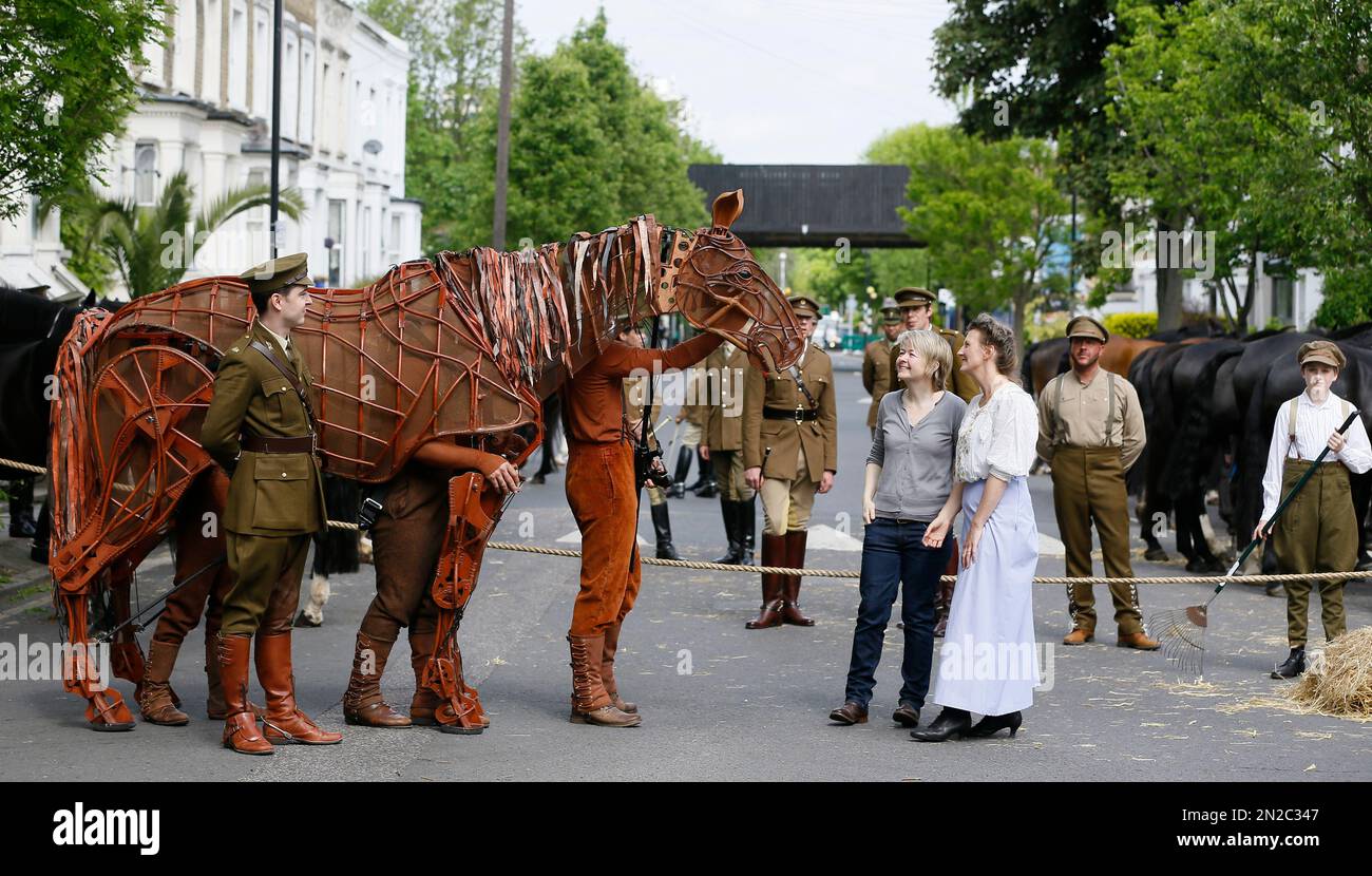 Joey the puppet horse from the theatre production "War Horse" stands in ...