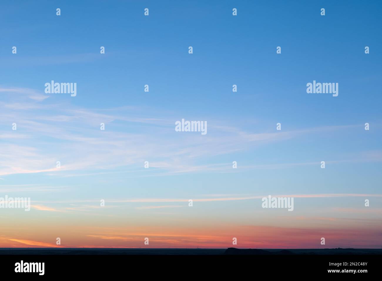 Minimal artistic colorful sunset sky background with horizon line Stock ...