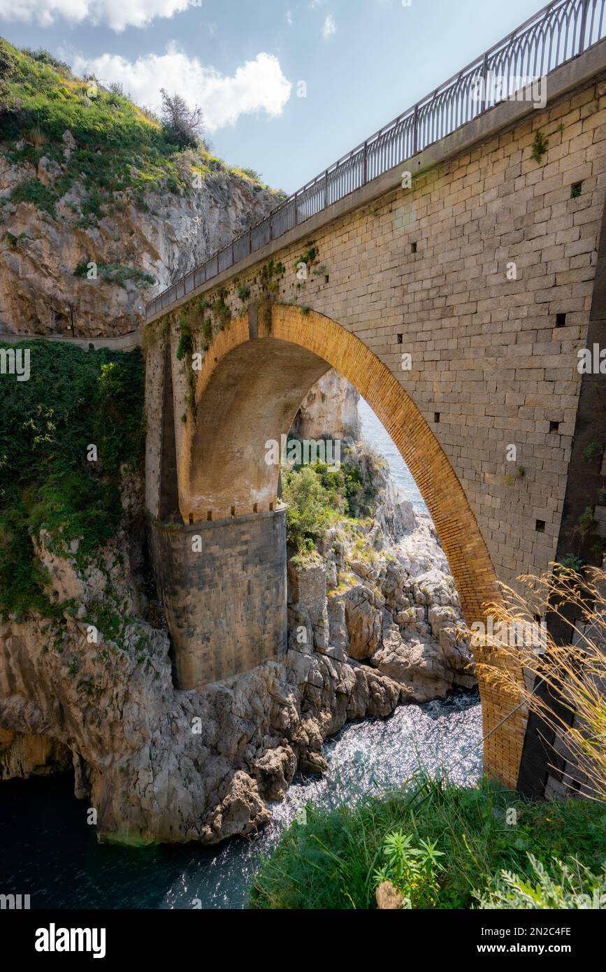 Fiordo di Furore - Bridge on Amalfi Coast near Positano. Sunny day on ...