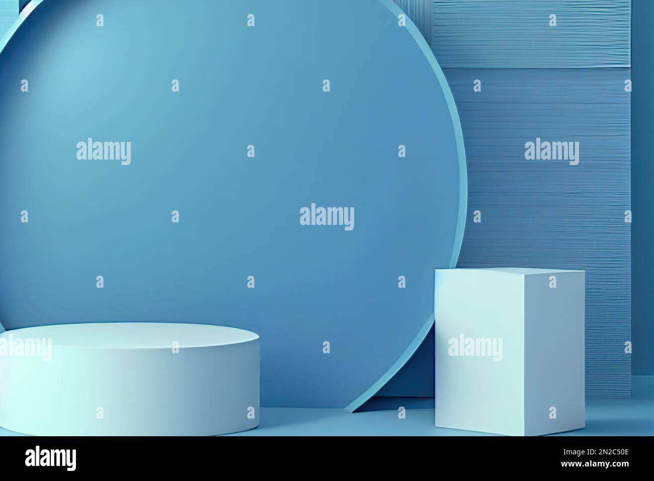 Pedestal podium with rounded corners in blue and white. Platform with ...