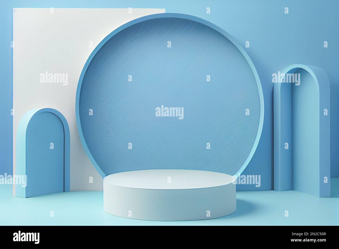 Pedestal podium with rounded corners in blue and white. Platform with ...
