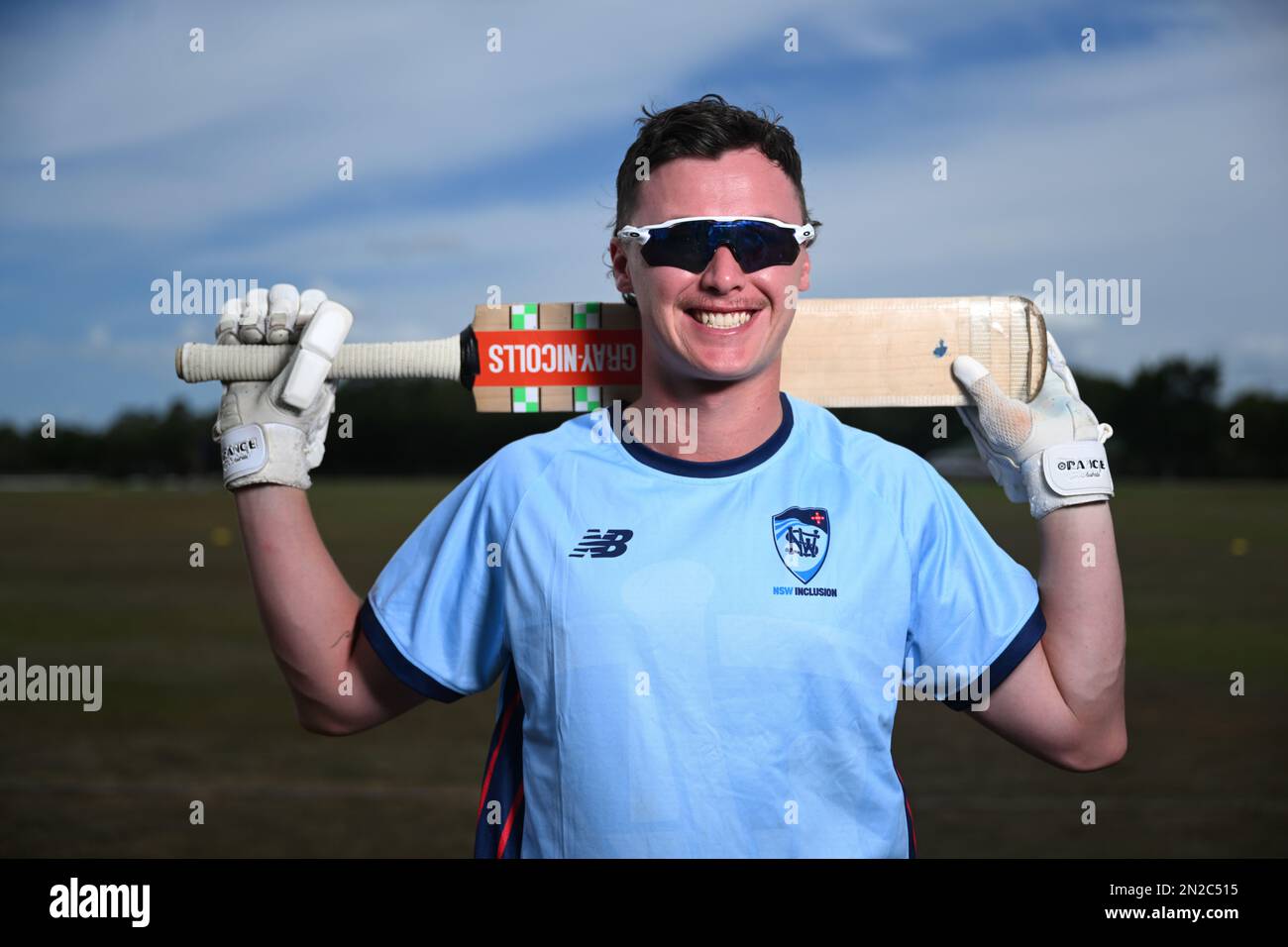 Vision impaired cricketer Oscar Stubbs is seen posing for a photograph ...