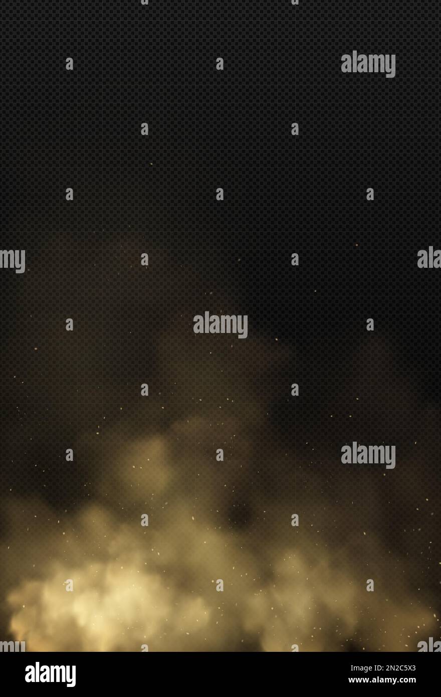 Brown dust border, sand and smoke clouds. Effect of sandstorm, wind ...