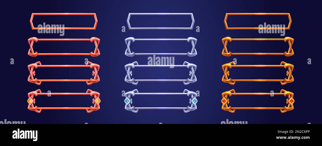 Empty rectangle frames in medieval style for game ui design. Vector ...