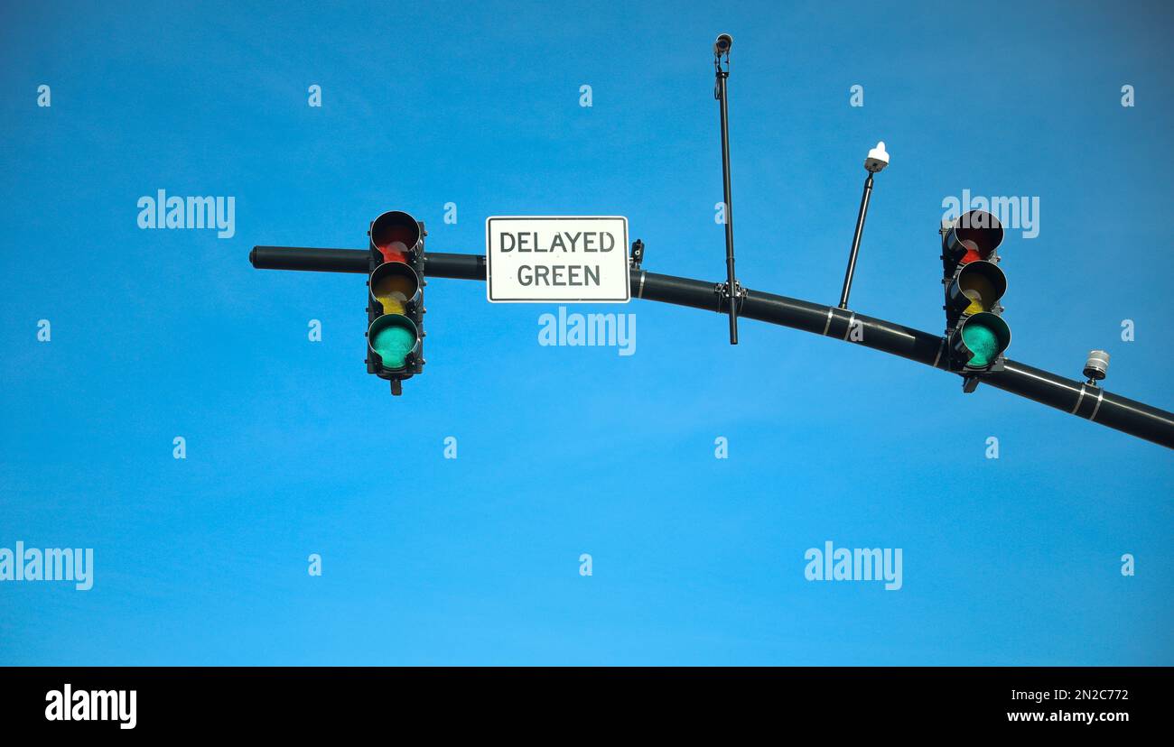 Street Stoplight warning sign at intersection Stock Photo - Alamy