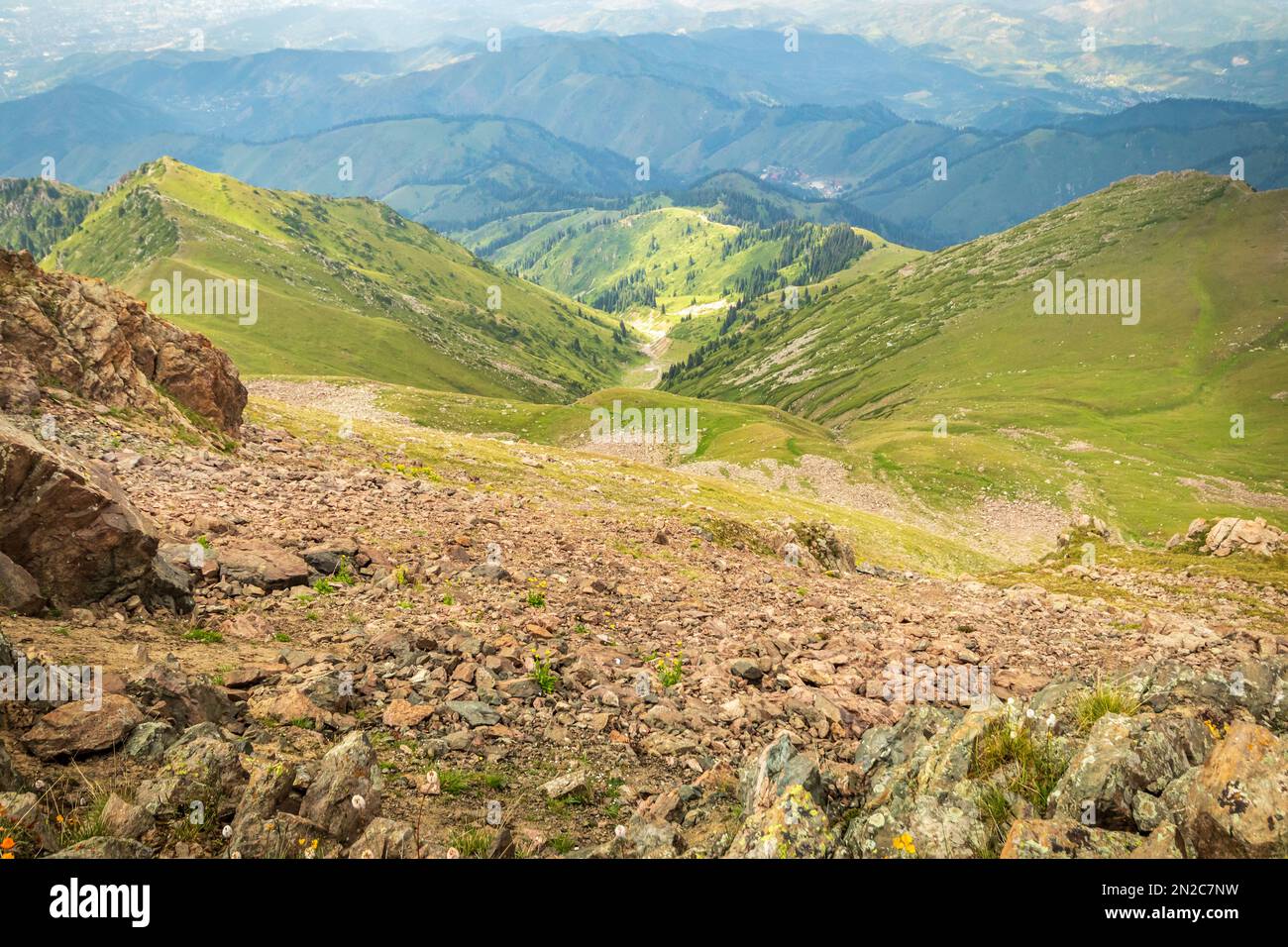 Weekend hiking trail in the mountains of Almaty - Butakov gorge and Kimasar Gorge, View from ...