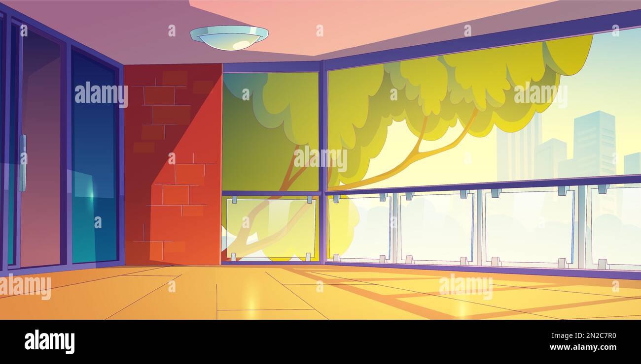 Home balcony, house terrace with glass fence. Empty balcony of ...