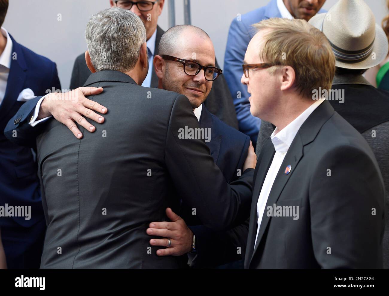 George Clooney, from left, writer/producer Damon Lindelof and director ...