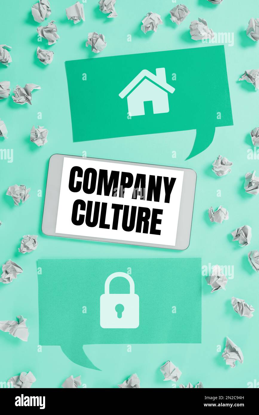 Text sign showing Company Culture. Word for The environment and ...