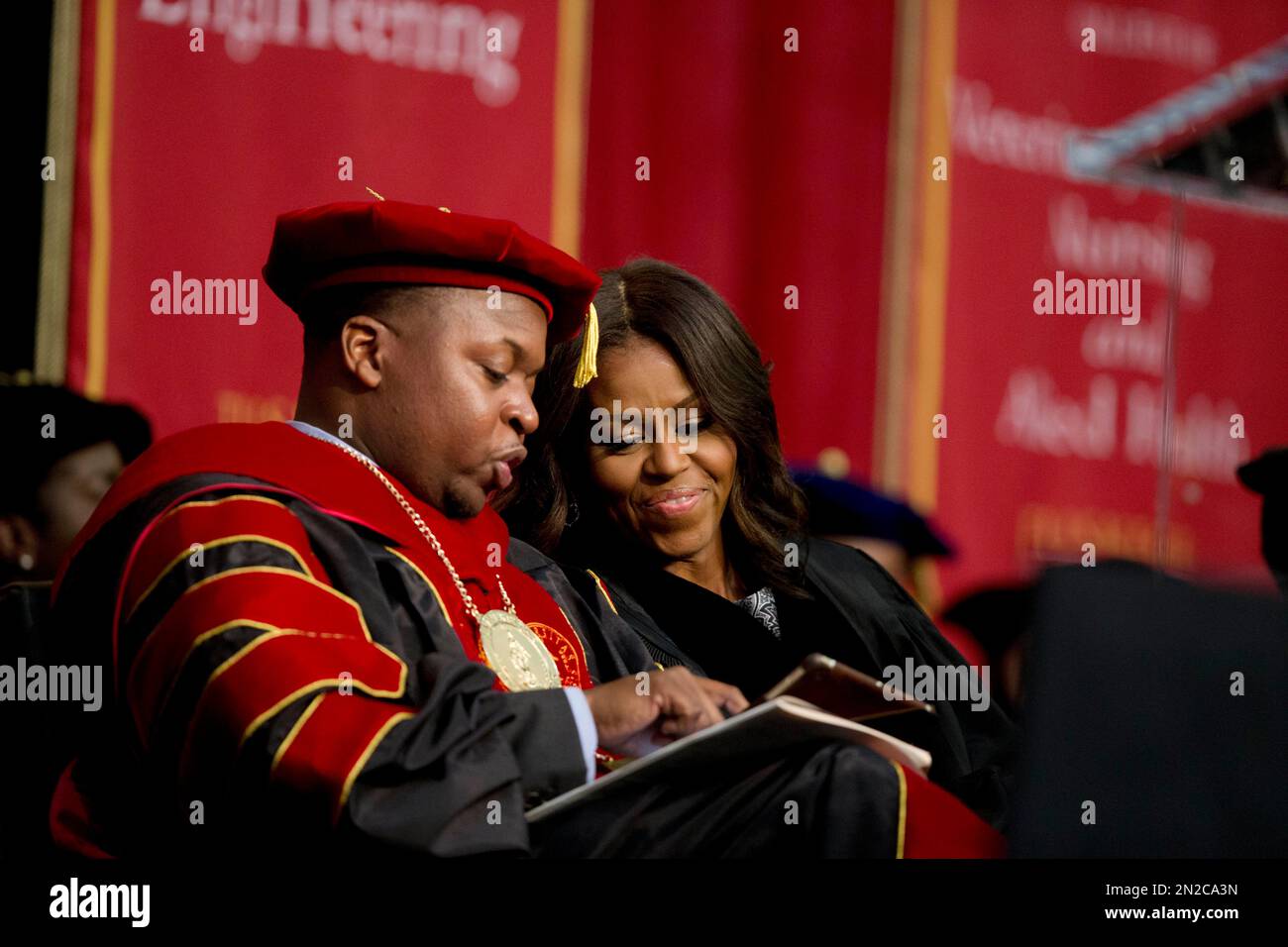 First lady Michelle Obama talks with Tuskegee University President ...