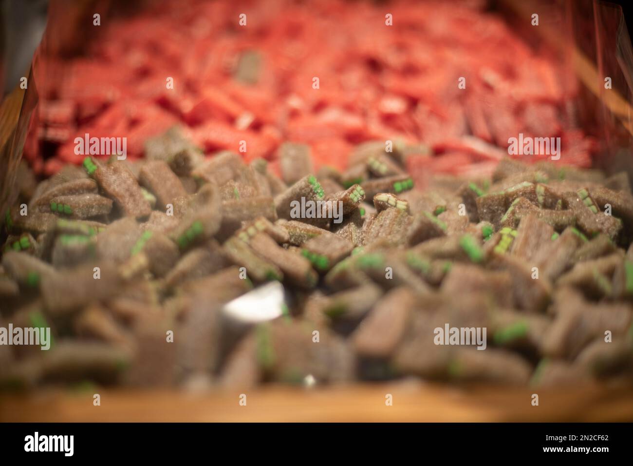 Sweets on wind. Chewing gum in box. Lots of candy in drawer. Details of ...