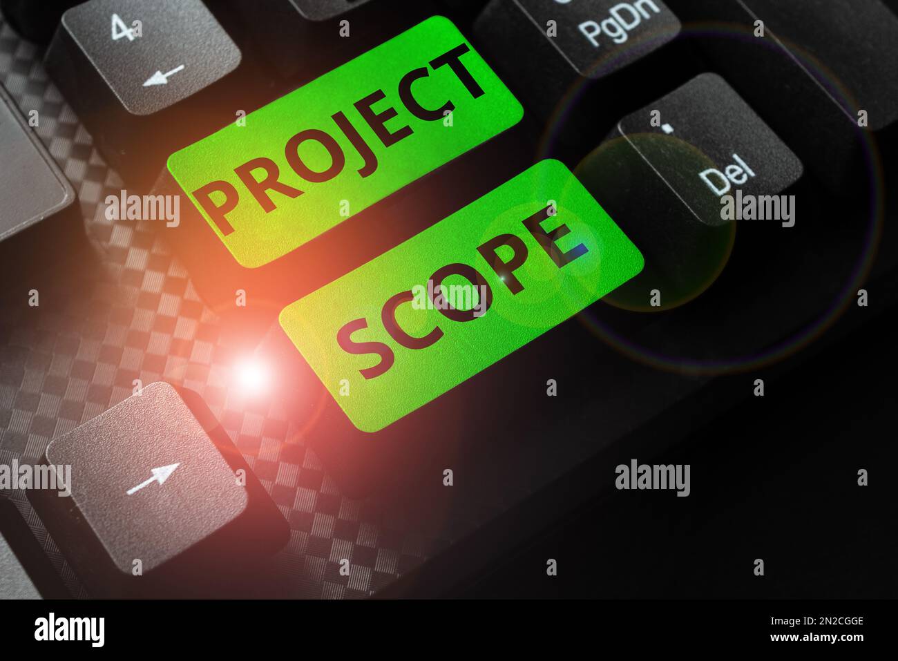 Text caption presenting Project Scope. Word for evaluation of work efforts a product development ...