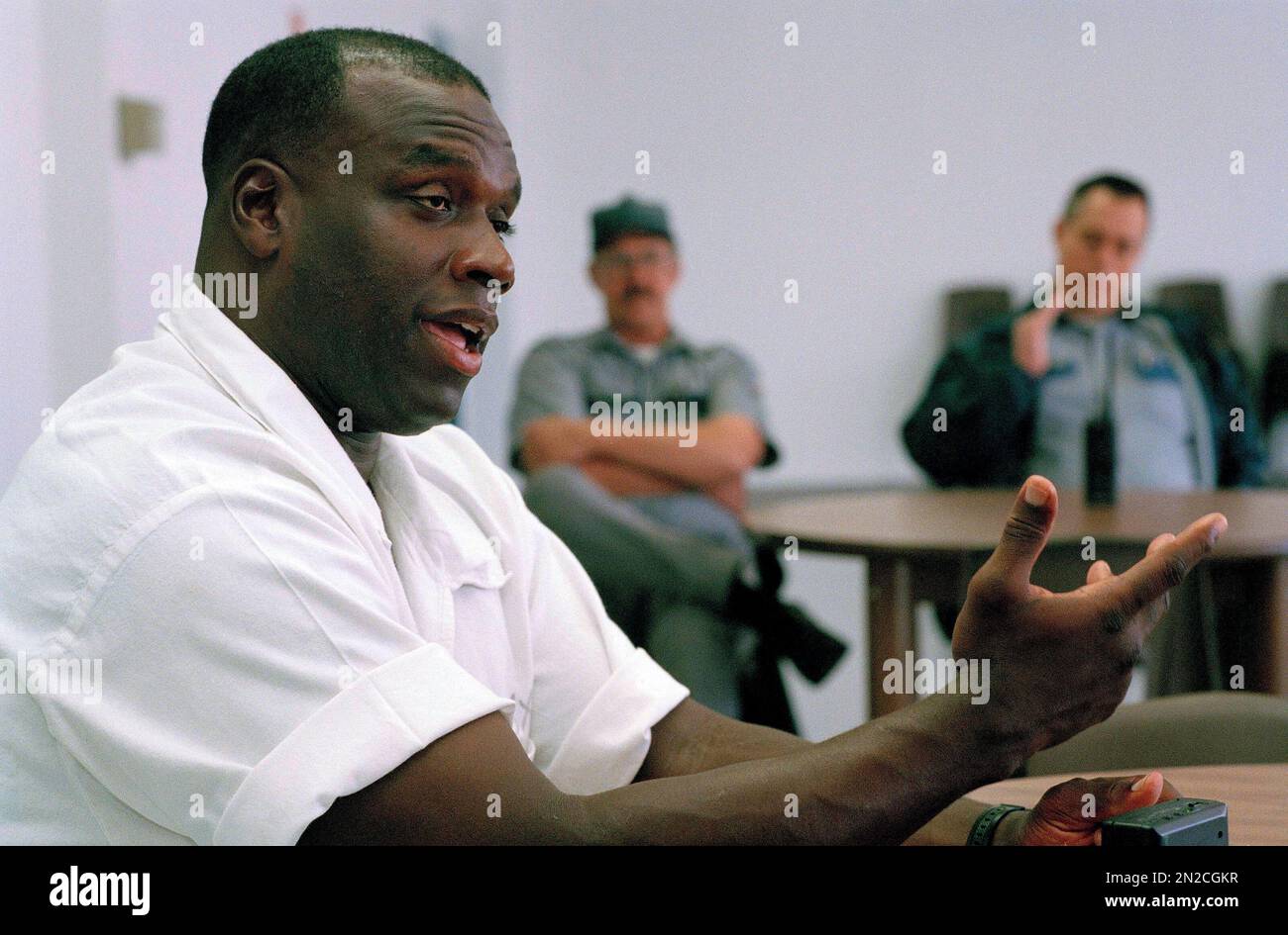 Former NFL star Dexter Manley is interviewed at the William Boyd unit ...