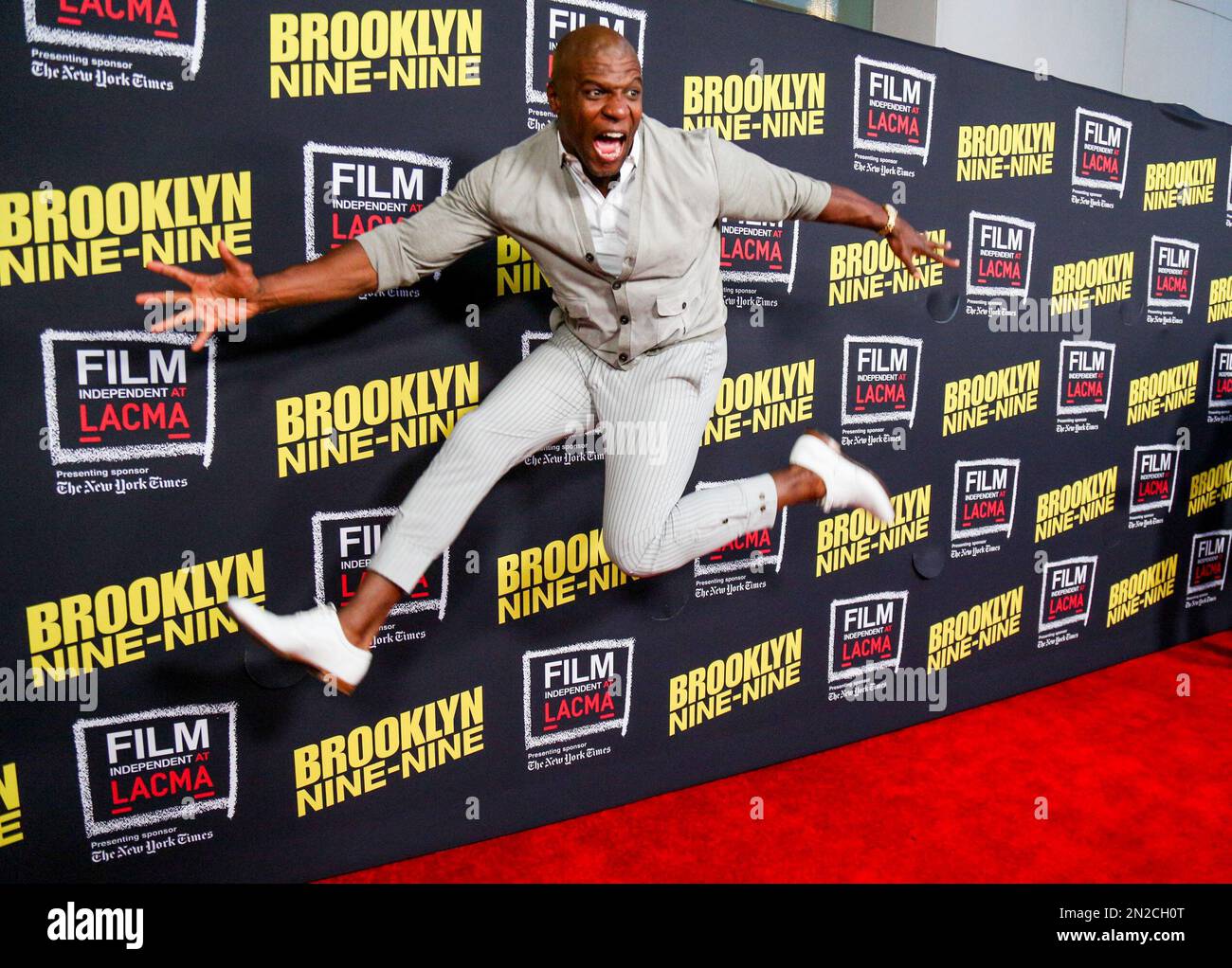 Terry Crews jumps in the air as he arrives at An Evening With "Brooklyn ...