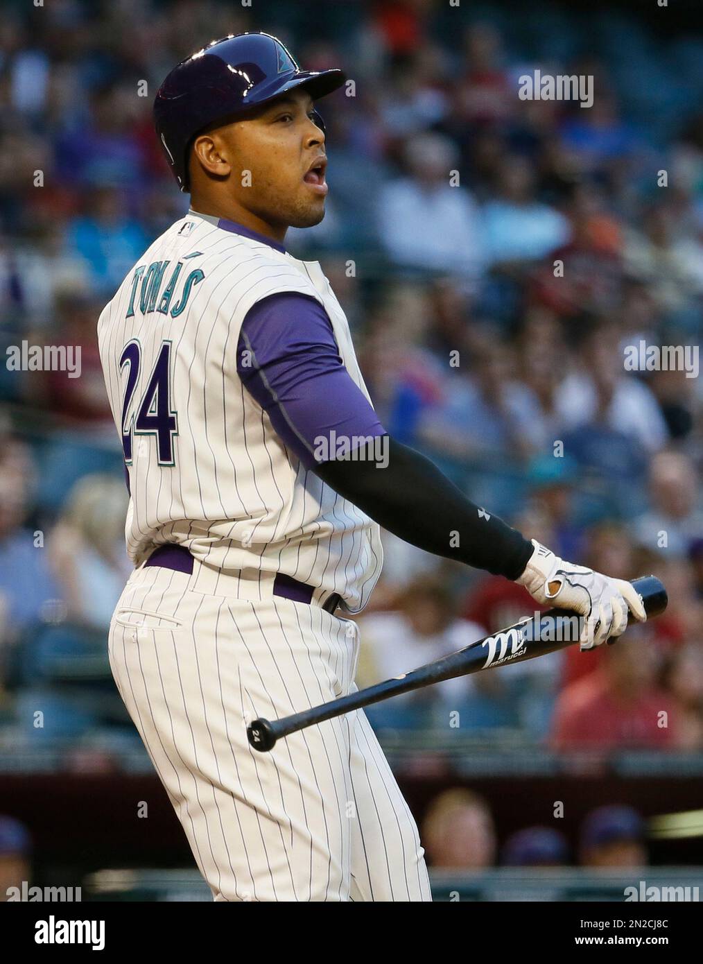 Arizona Diamondbacks third baseman Yasmany Tomas hits against the San ...