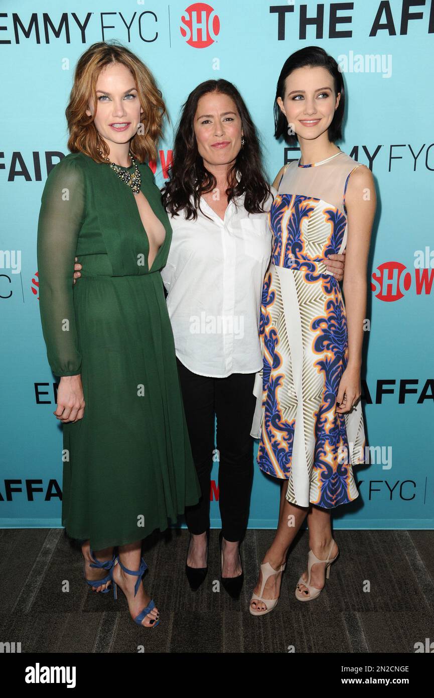 Ruth Wilson, from left, Maura Tierney and Julia Goldani Telles arrive ...