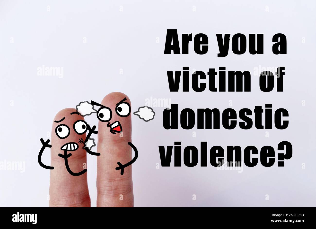 Two fingers are decorated as two person. One of them is a victim of ...