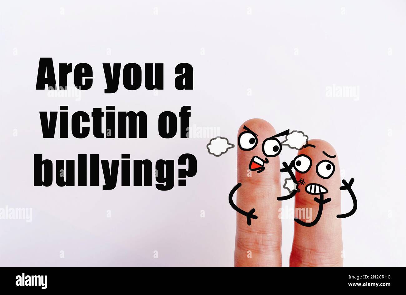 Two fingers are decorated as two person. One of them is victim of ...