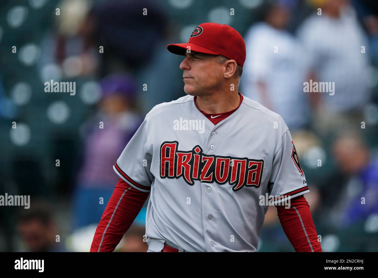 Arizona Diamondbacks manager Chip Hale looks on against the Colorado ...