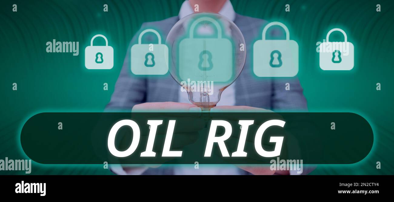 Inspiration showing sign Oil Rig. Word Written on large structure with ...