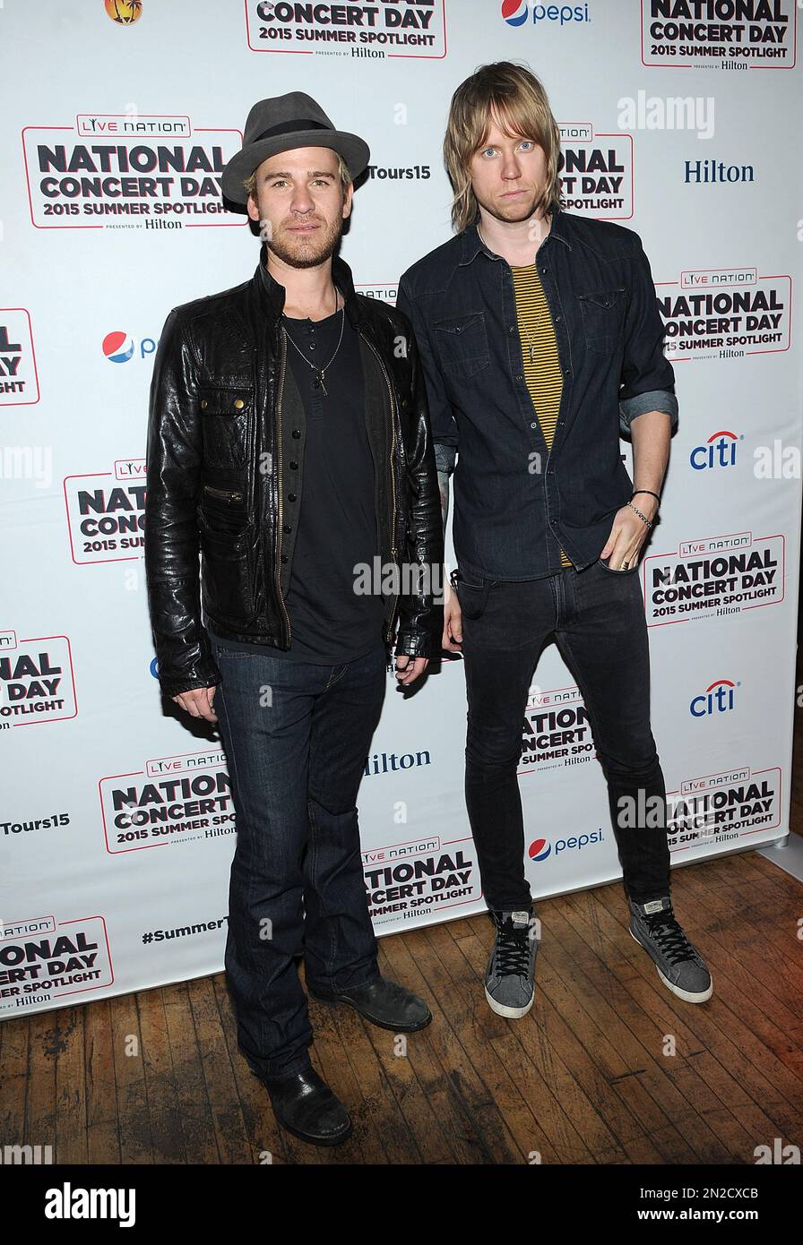 Jason Wade (L) and Bryce Soderberg of Lifehouse attend the National ...