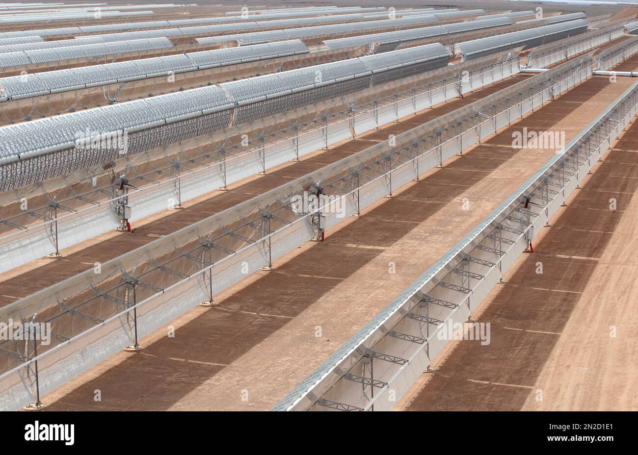 The construction site of Morocco's Noor I solar power plant, is nearing ...