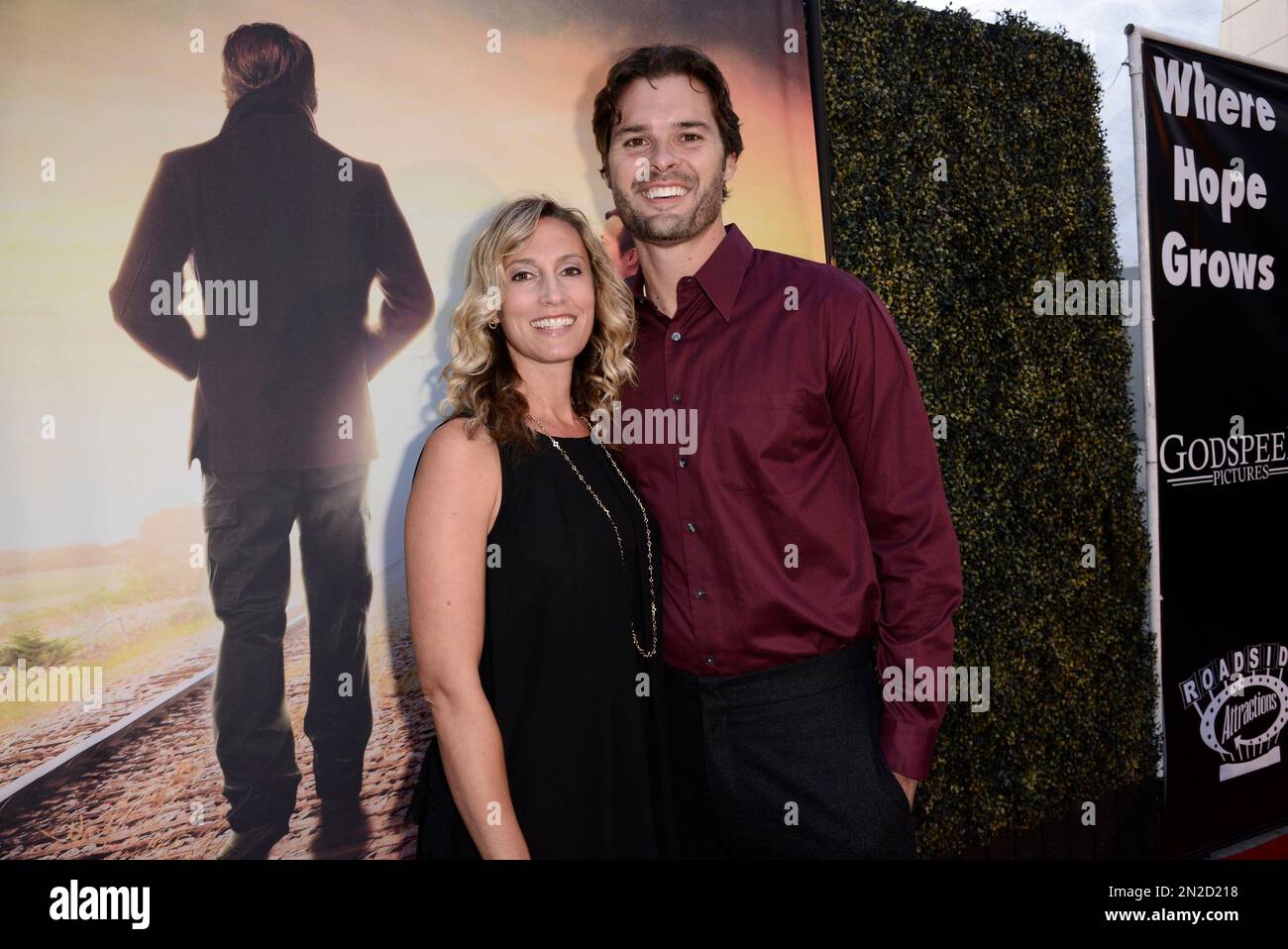 Writer/Director Chris Dowling and wife seen at Los Angeles Premiere of Roadside Attractions ...