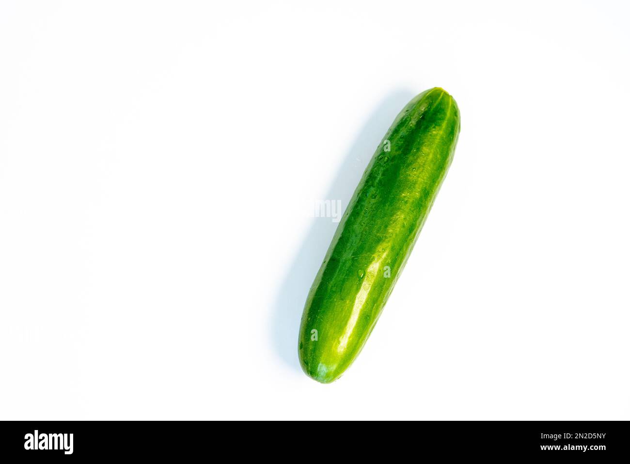 Single fresh green cucumber isolated on white background Stock Photo ...