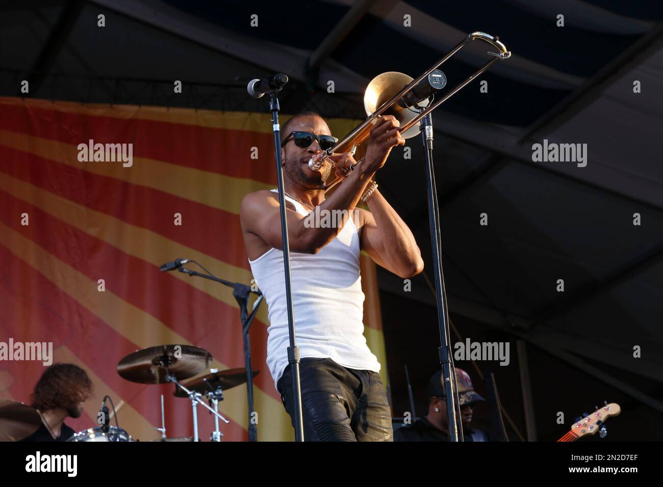 Troy Andrews aka Trombone Shorty performs at the New Orleans Jazz ...