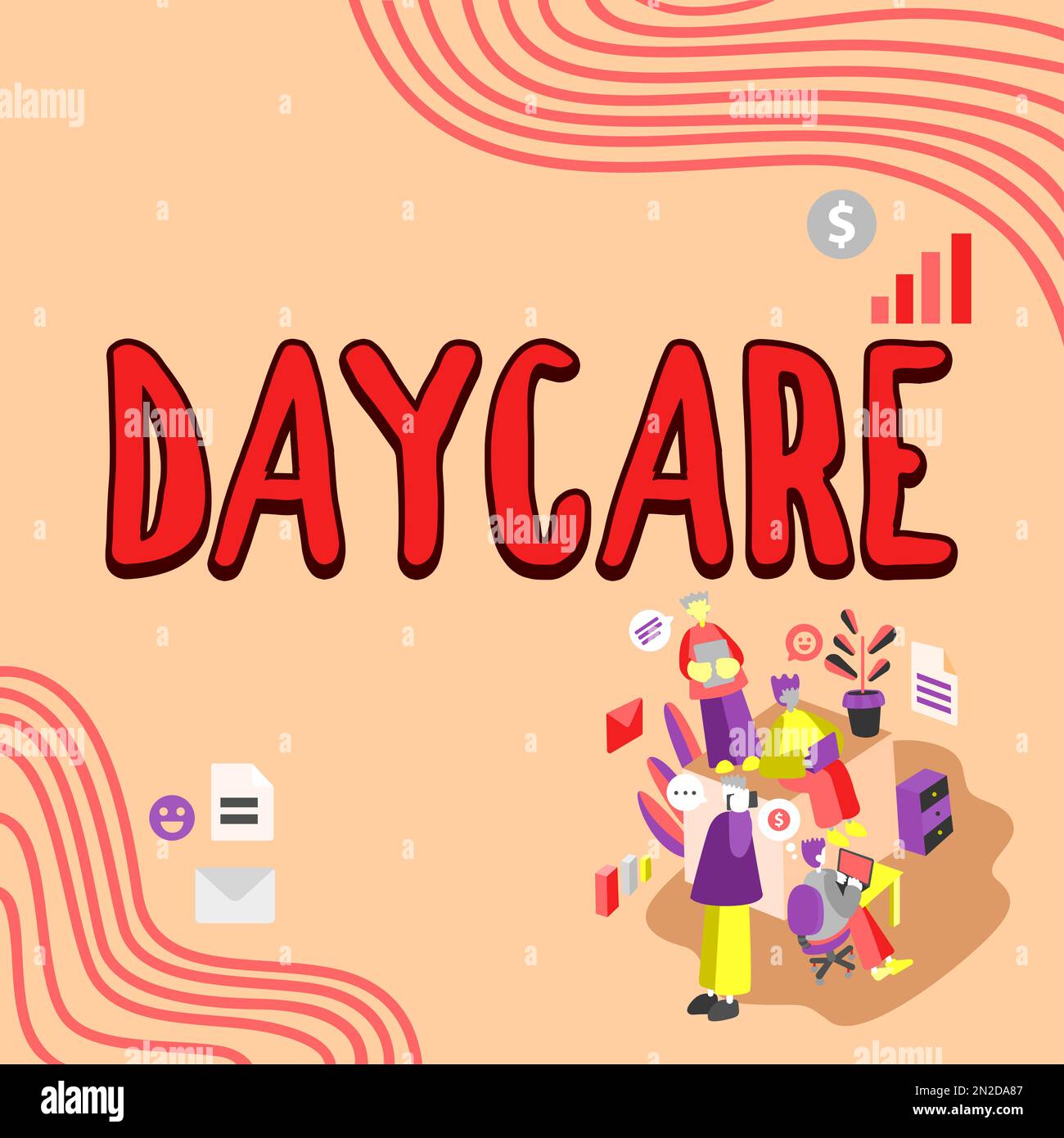 Hand writing sign Daycare. Business showcase offering care to preschool ...