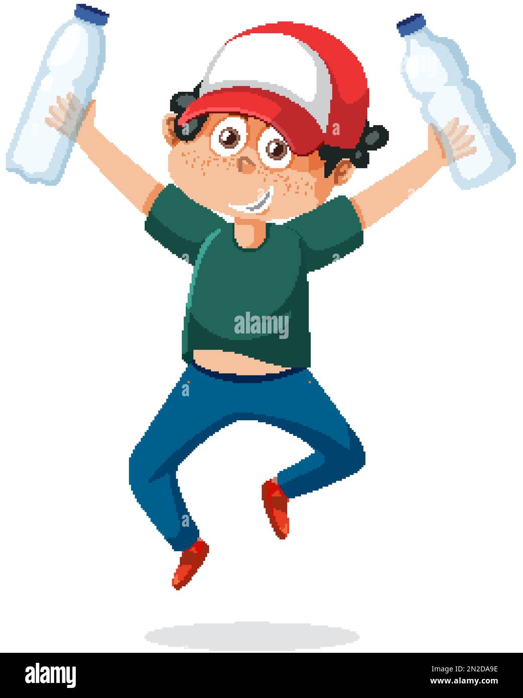 A boy holding plastic bottles illustration Stock Vector Image & Art - Alamy
