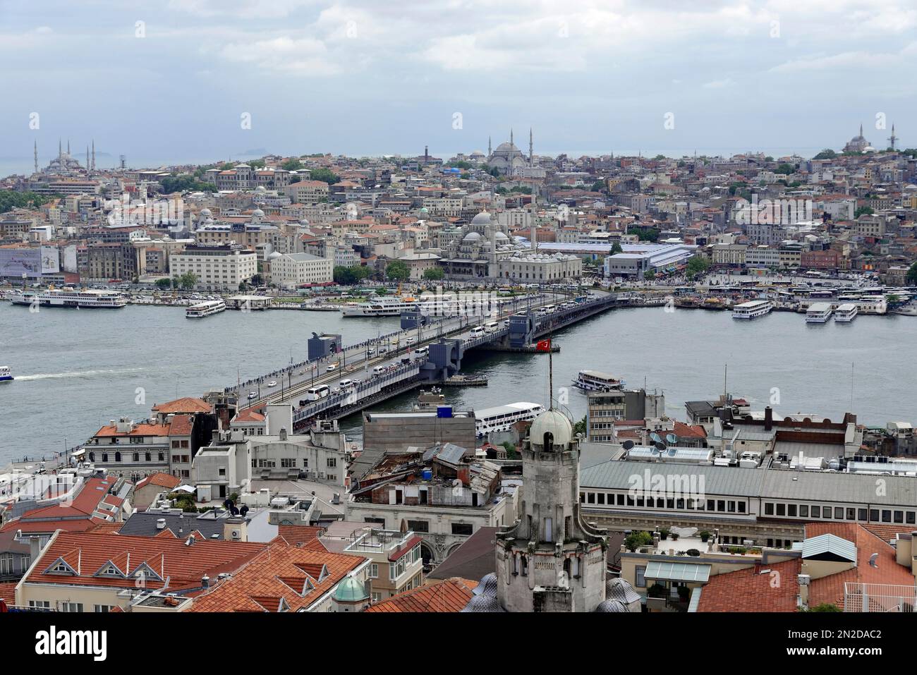 Galata Bridge, Golden Horn, View from Galata Tower, Istanbul, European ...