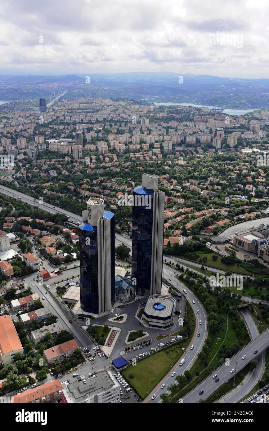 View from Istanbul Sapphire on towers of Sabanci Center, Besiktas ...