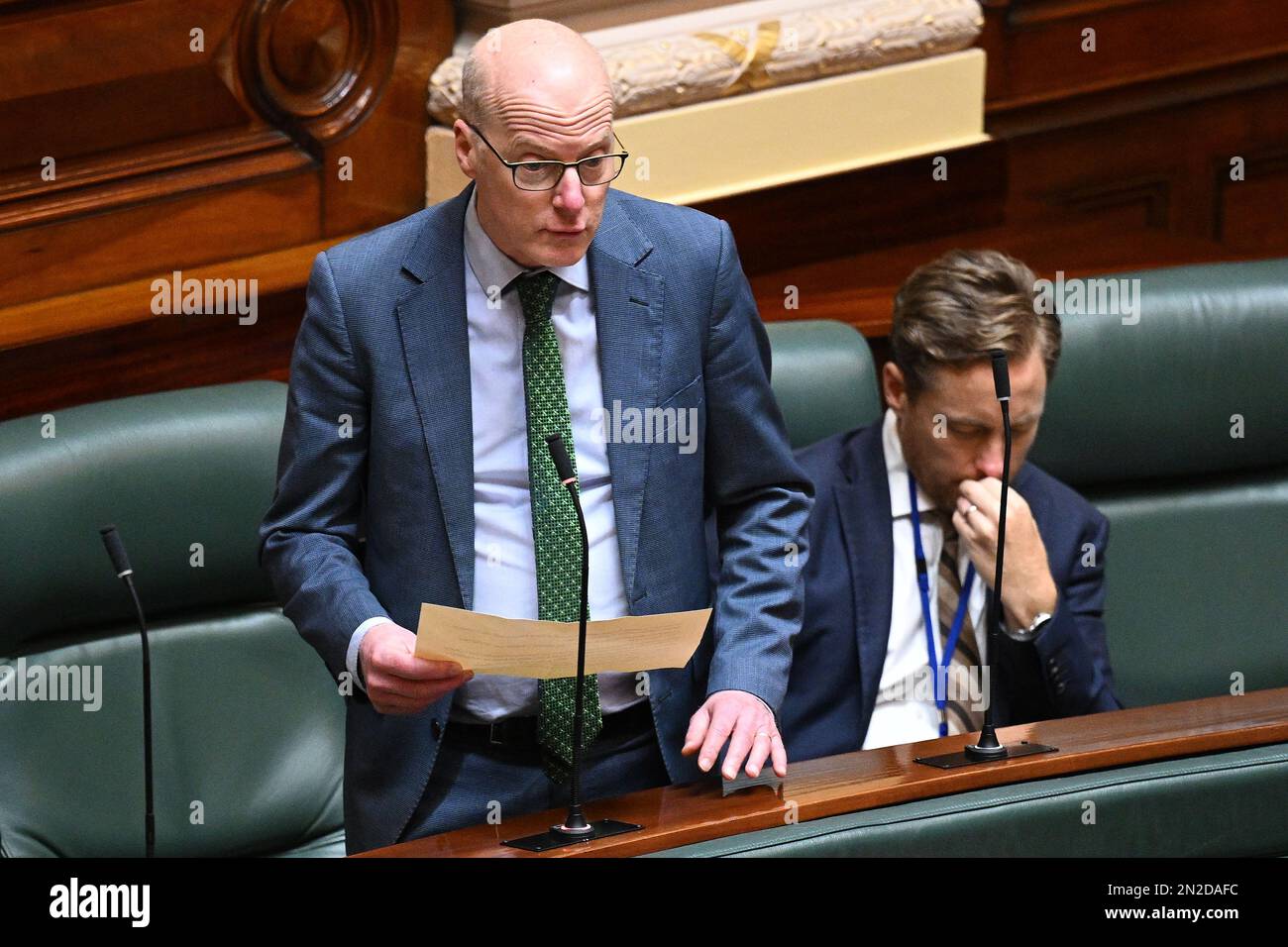 Victorian Greens MP for Brunswick Tim Read (left) during question time ...