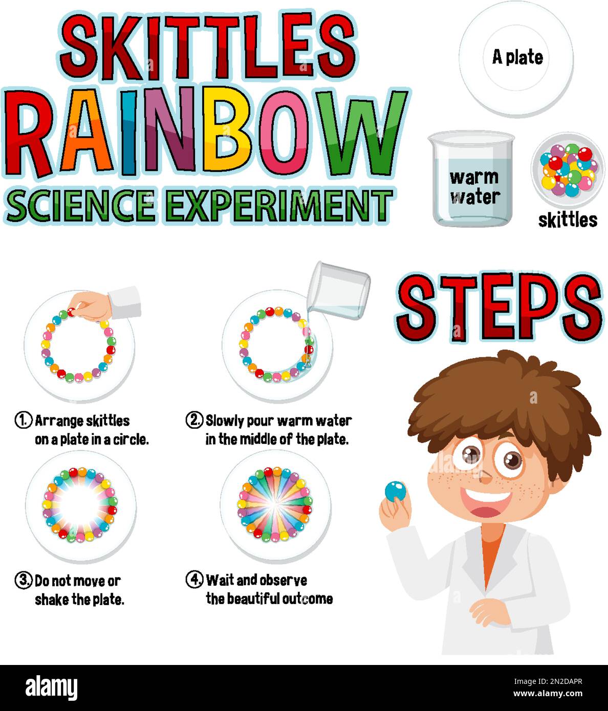 Rainbow skittles science experiment illustration Stock Vector Image ...