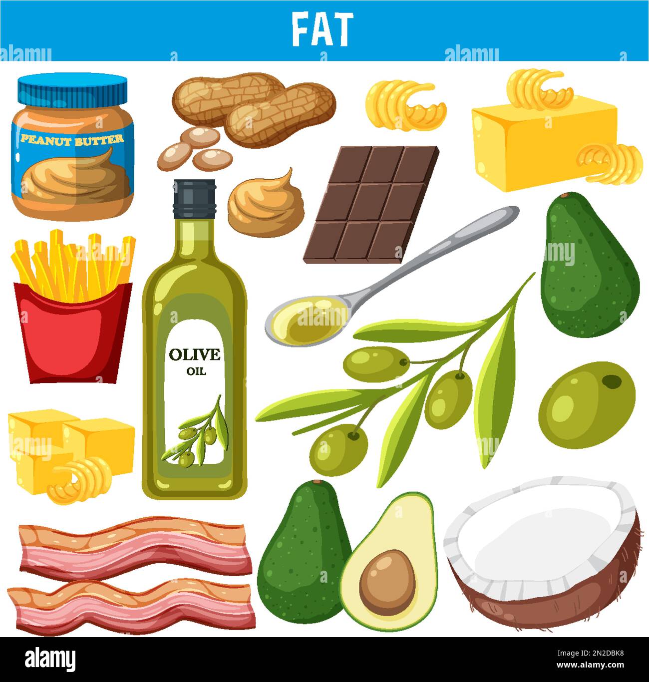 Variety of fat foods illustration Stock Vector Image & Art - Alamy