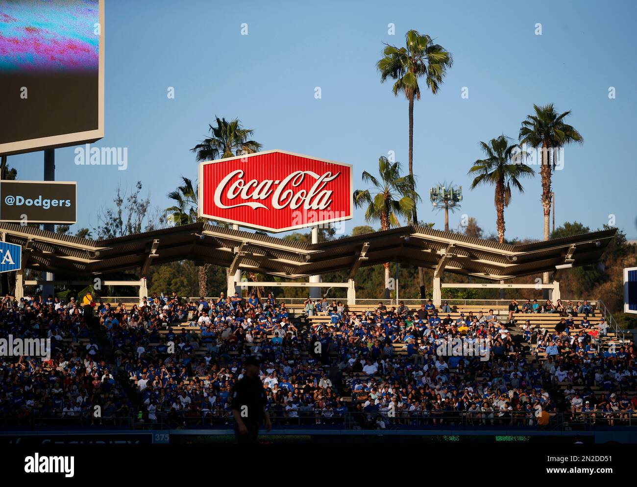 An advertisement for the Coca-Cola beverage is seen under palm trees ...
