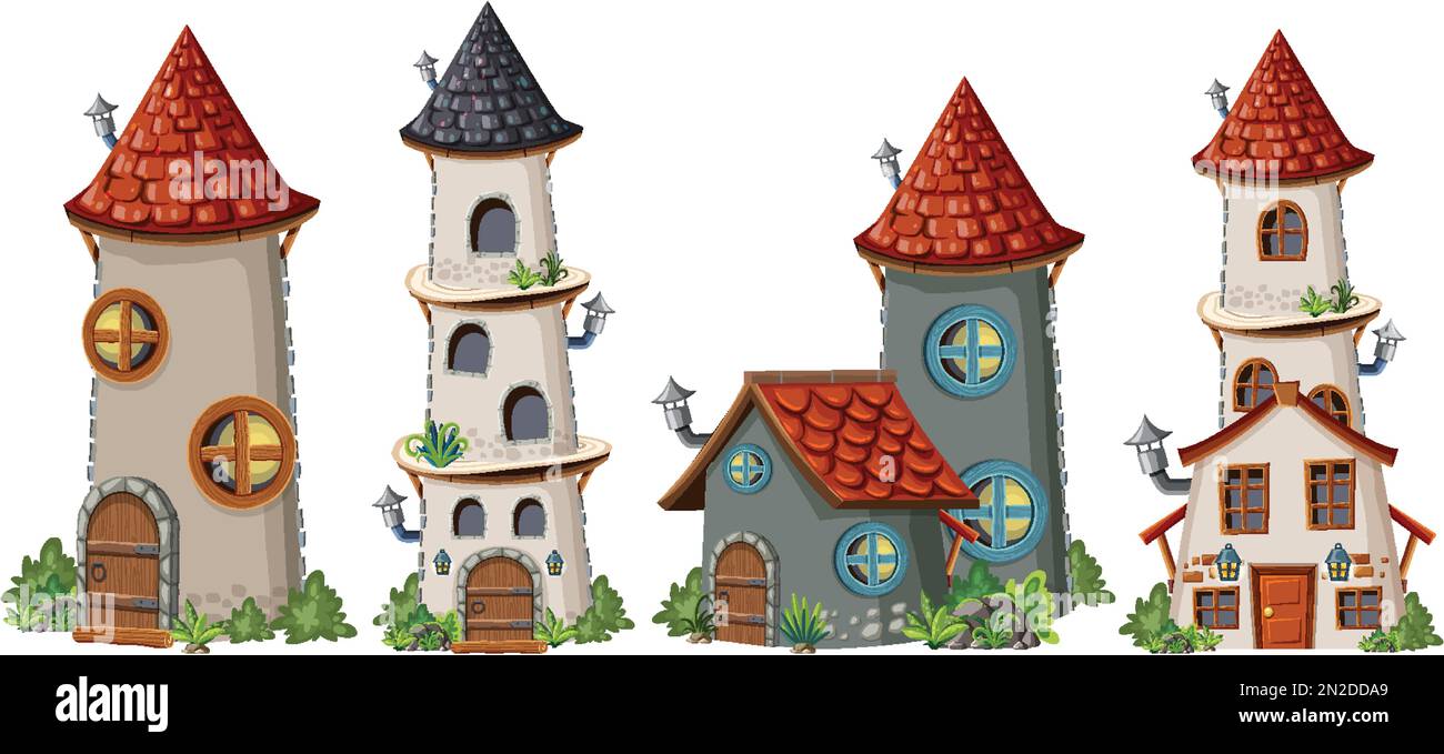 A set of different fairytale towers illustration Stock Vector Image ...